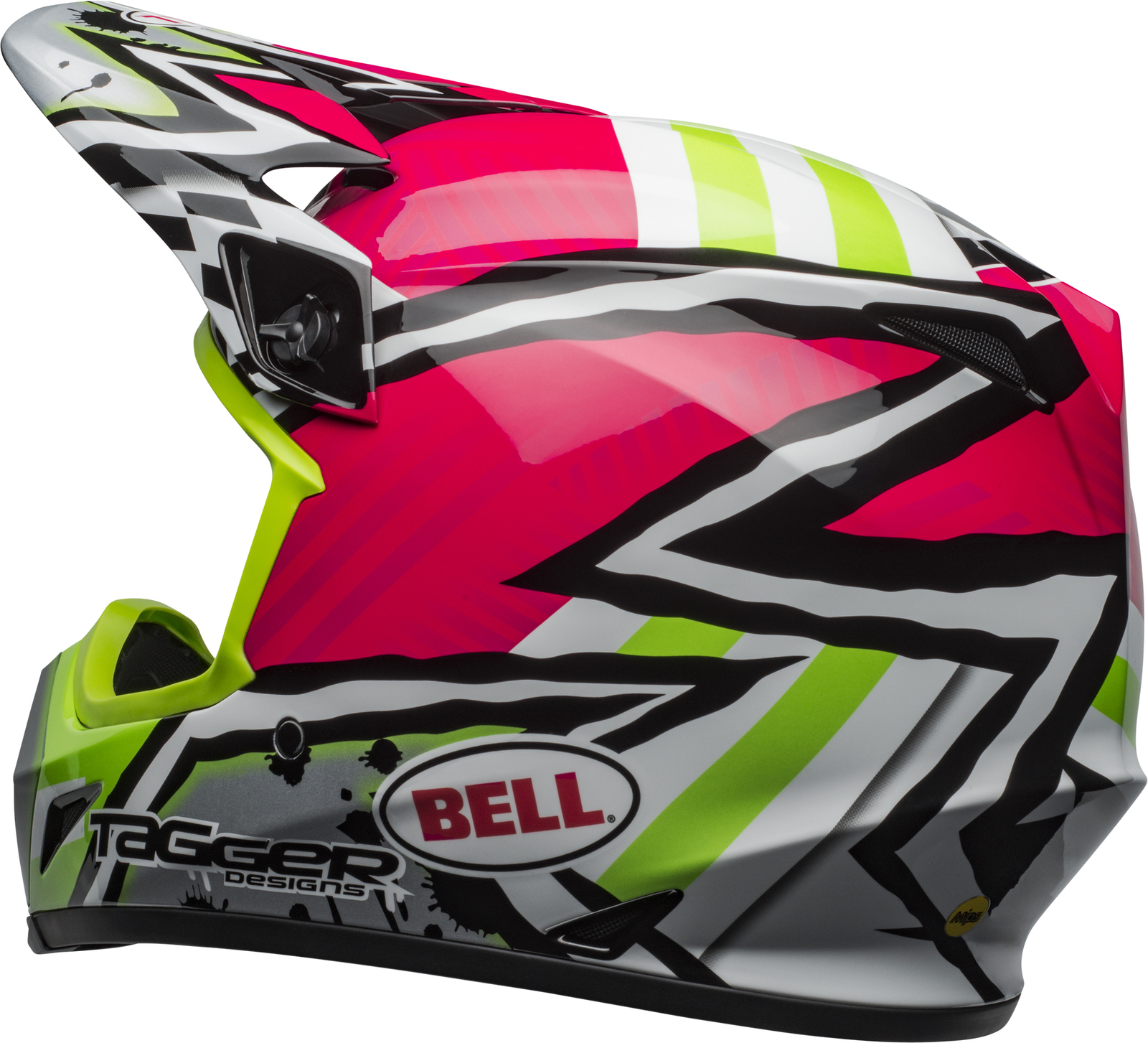 Bell MX-9 MIPS Tagger Asymetric Helmet - Pink/Green