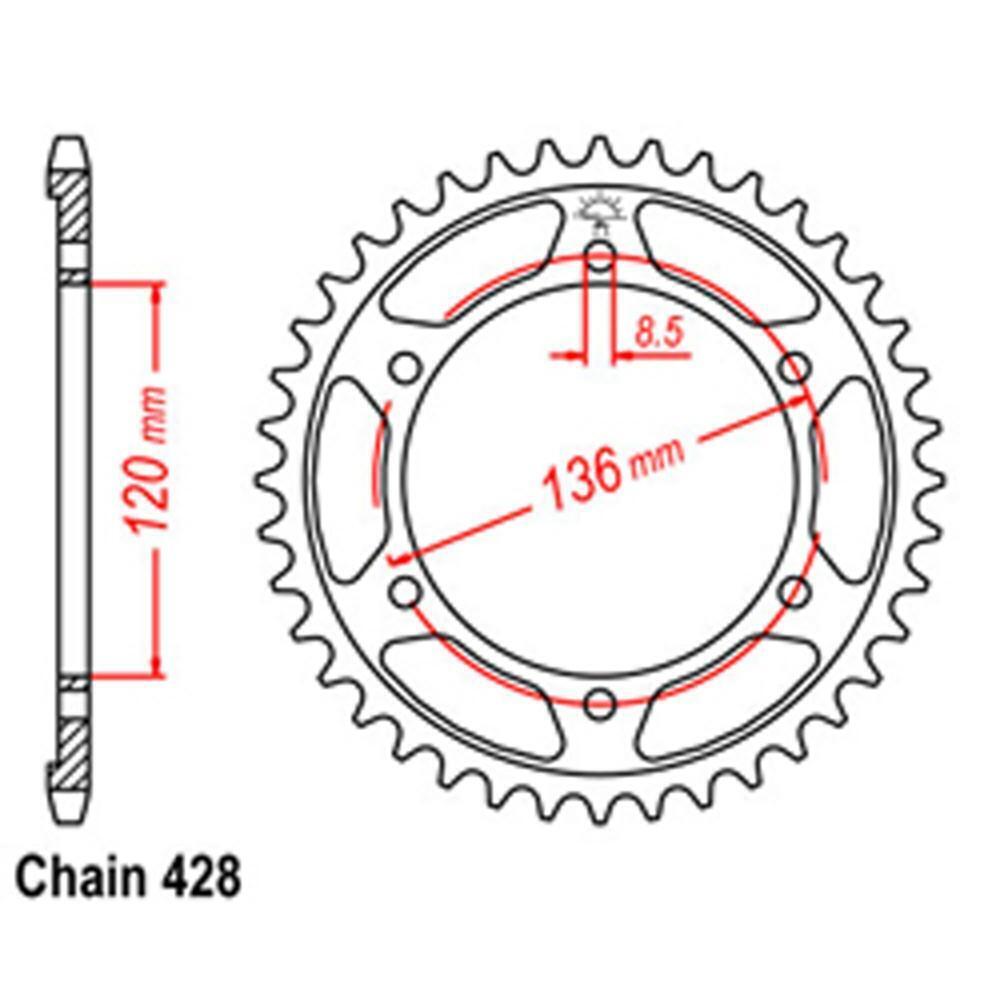 Rear Sprocket Steel 55T 428 - Link