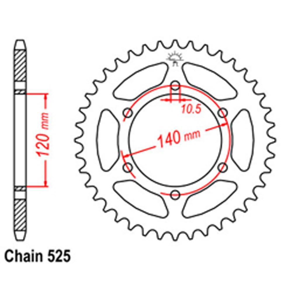 Rear Sprocket Steel 46T 525 - Link