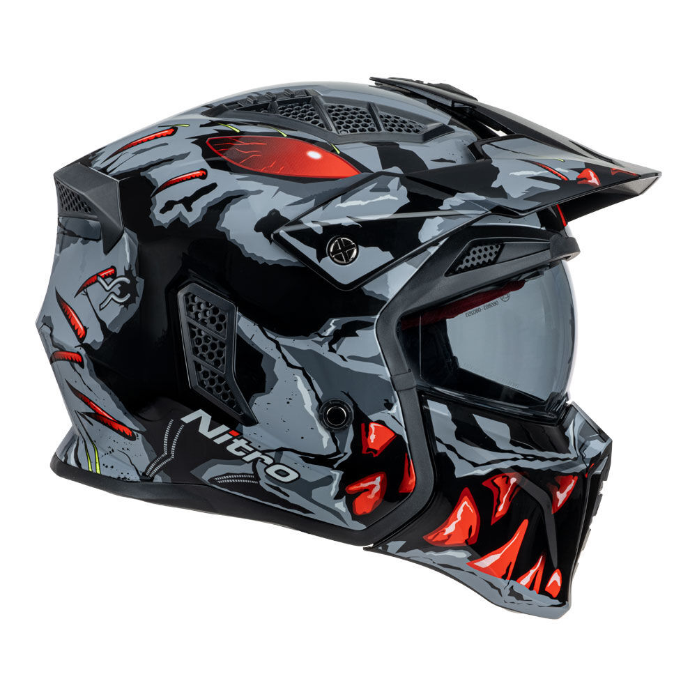 Nitro NZ302 Toxic Helmet - Grey/Red | MCAS