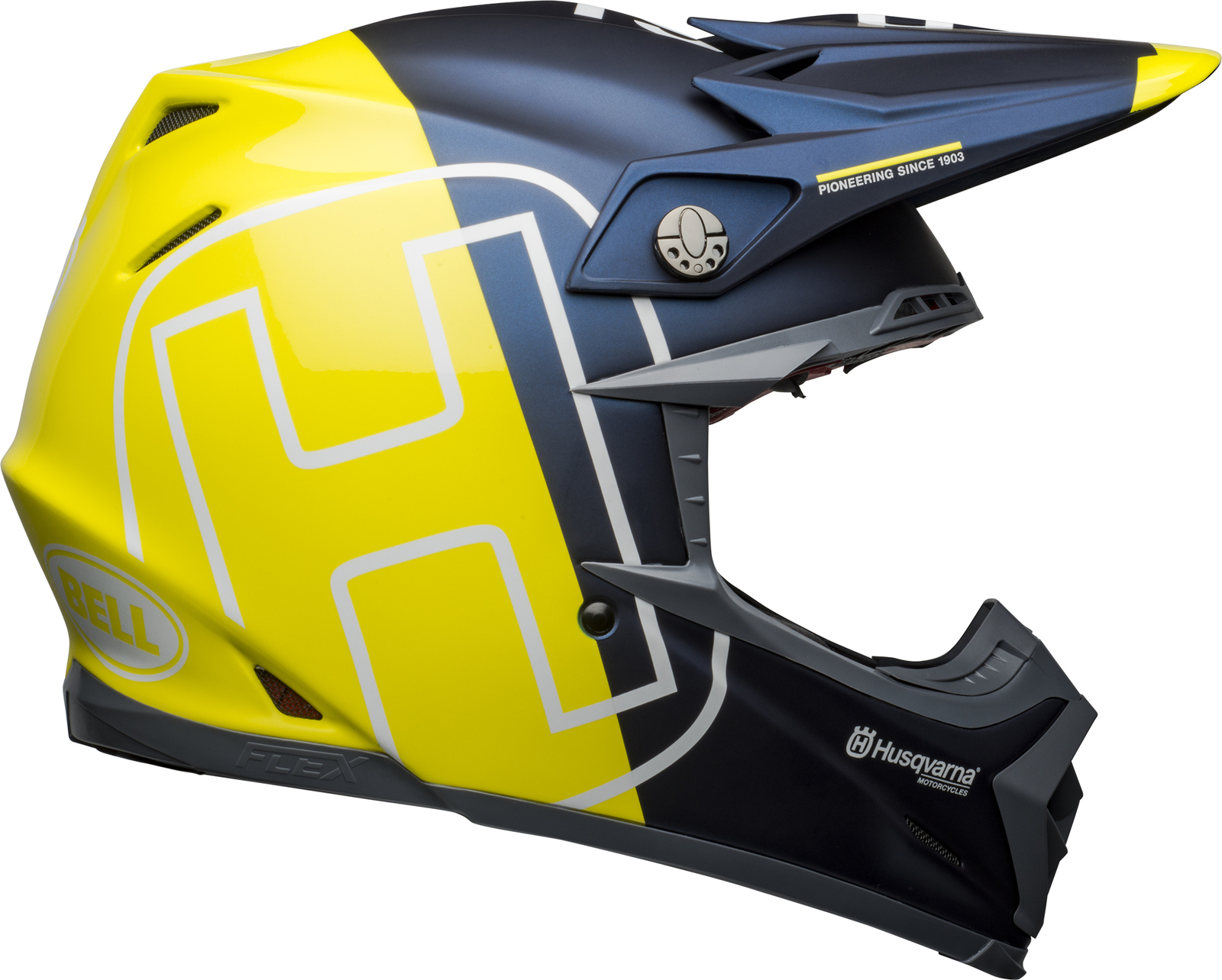 Bell Moto-9 Flex Husky Gotland Helmet - Blue/Yellow | MCAS