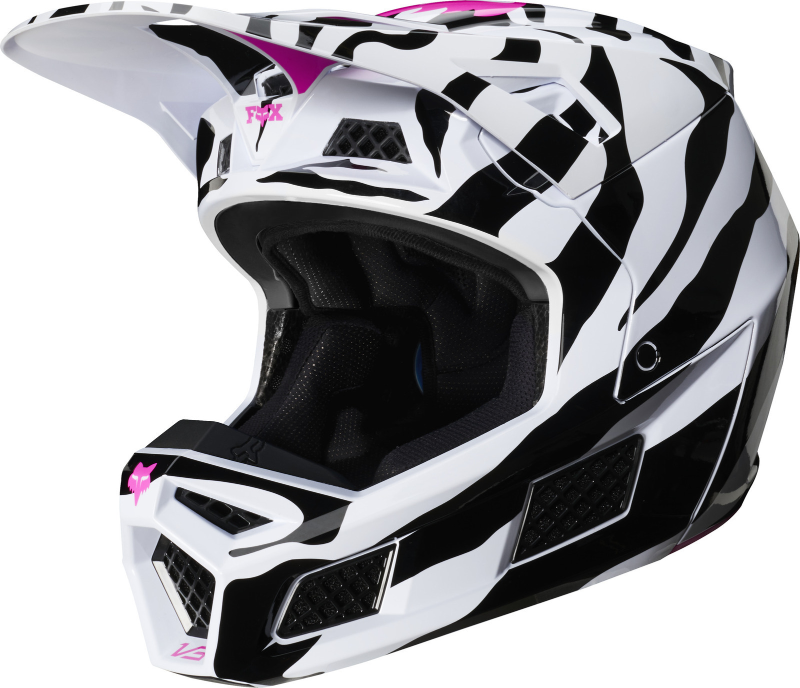 Fox LE V3 Zebra Helmet - Black/White/Purple
