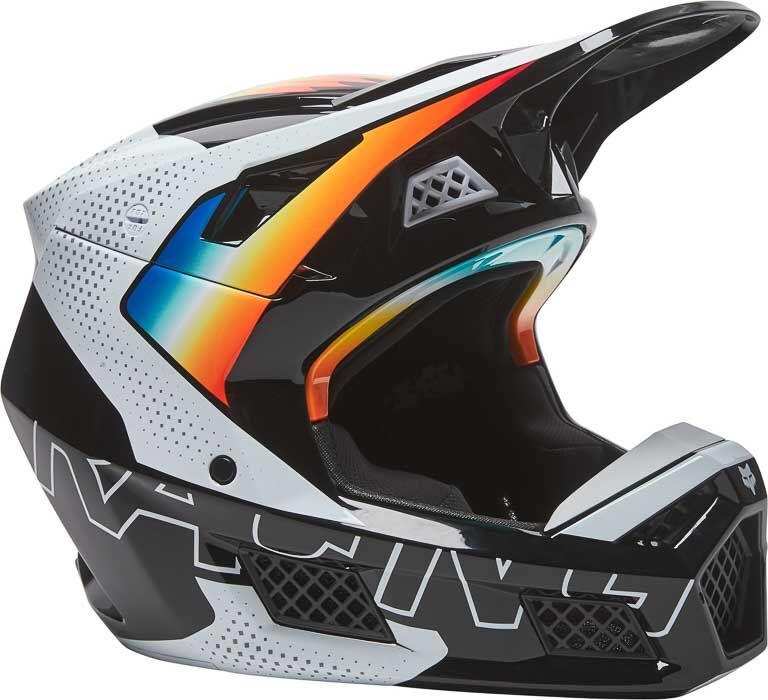 Fox 2022 V3 Rs Realm Black White ECE Helmet