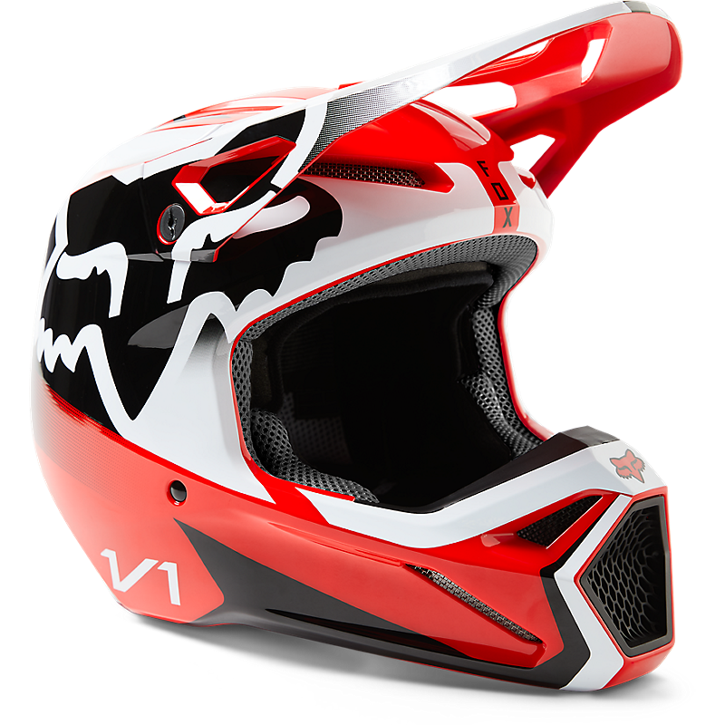 Fox V1 Leed DOT/ECE Helmet - Fluro Red | MCAS