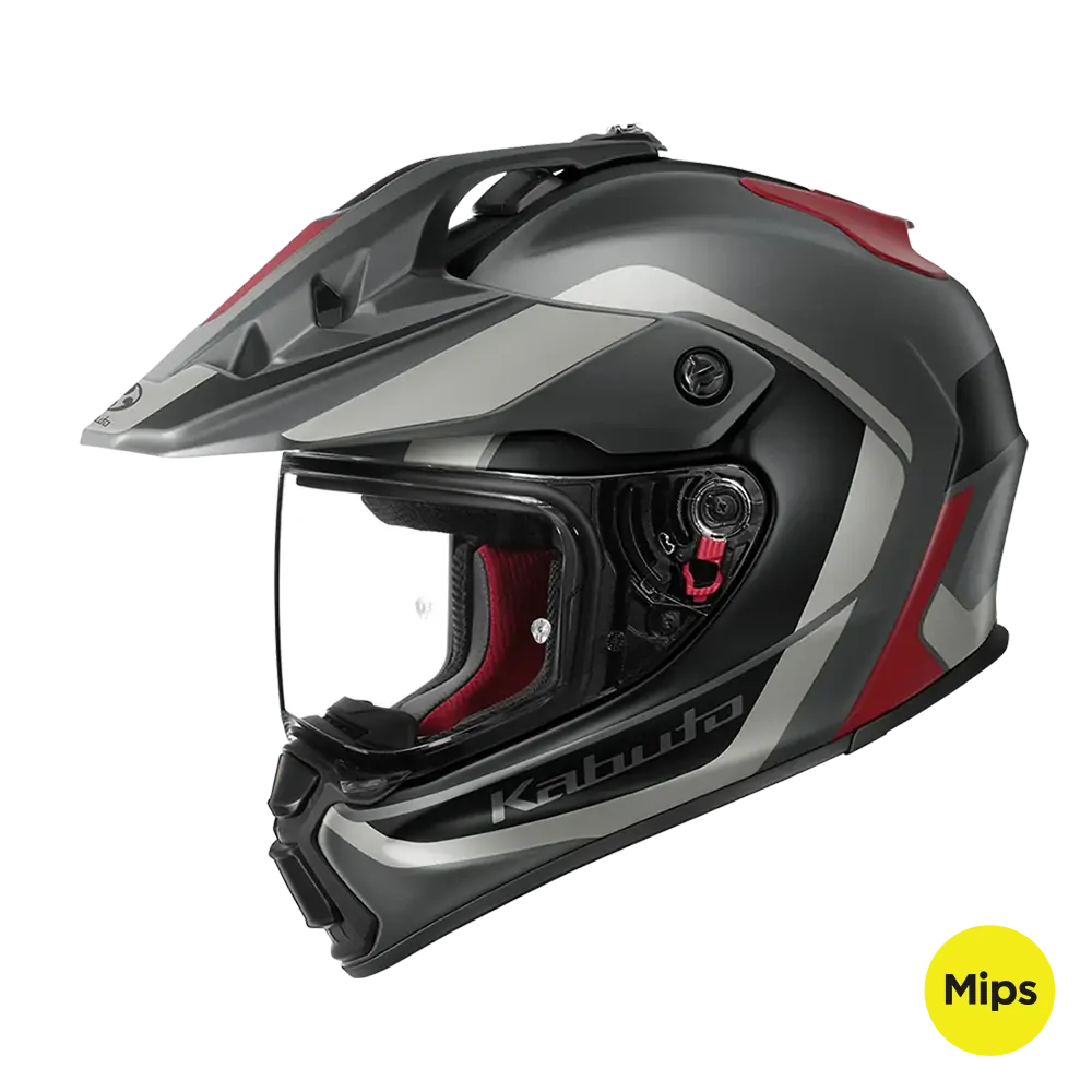 Kabuto Geosys GT MIPS Block Adventure Helmet - Gunmetal Red | MCAS