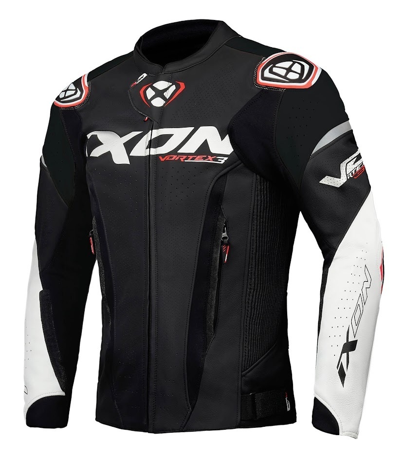 Ixon Vortex 3 Leather Jacket - Black/White | MCAS